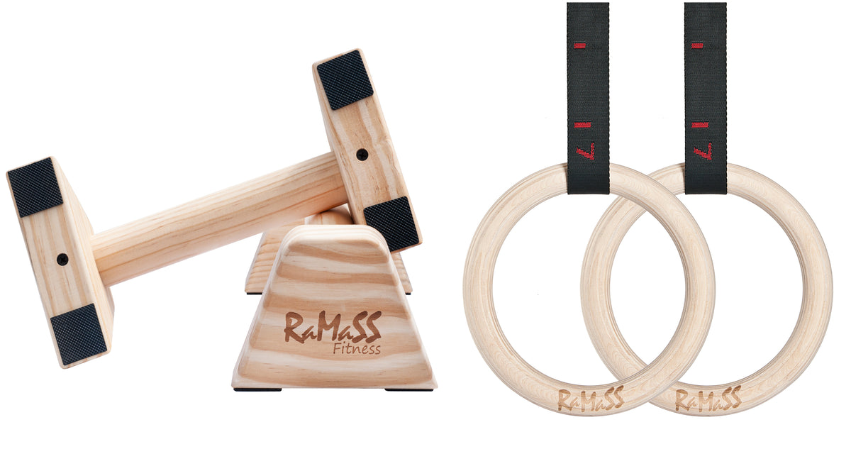 Wooden parallettes + Gym rings Bundle UK only – RAMASS Fitness